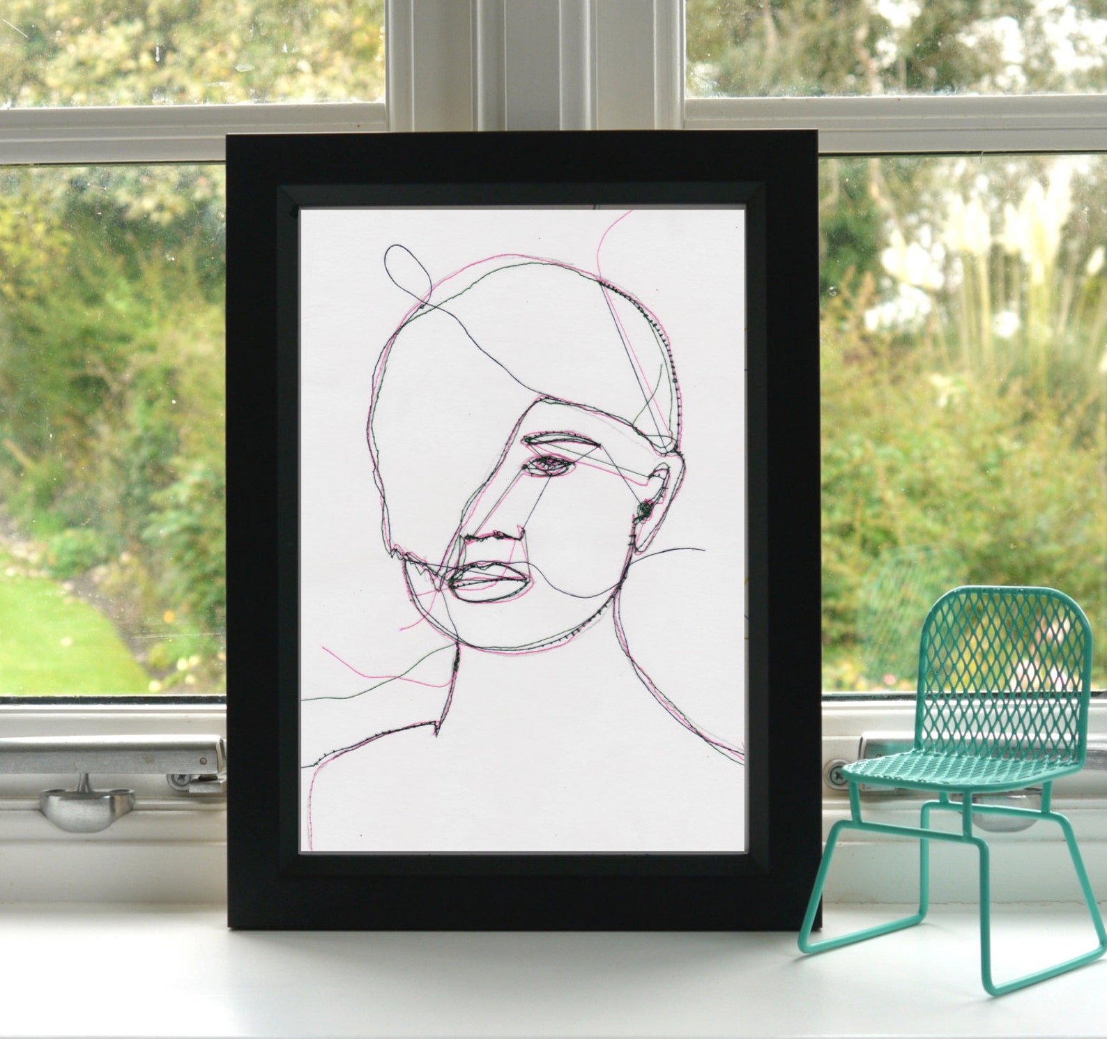 Stitched Portrait Print - Machine Embroidery - Print - Illustration ...
