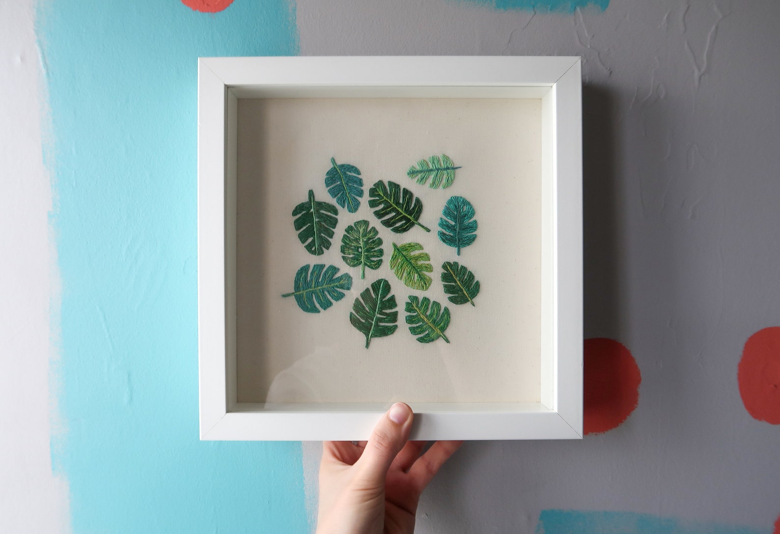 Monstera Hand Embroidery // Original Artwork // Wall Art // Cheese ...