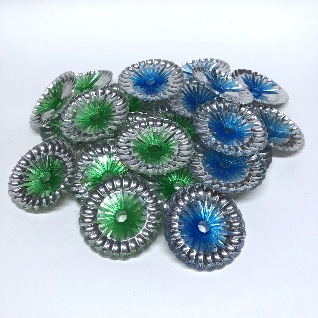 Set of 24 Doubl Glo Miniature Christmas Light Reflectors Green & Blue ...