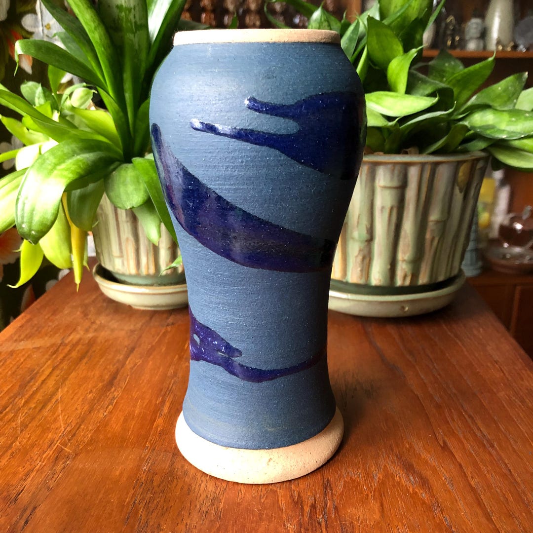 Alfa Dom Ceramic Vase - Dominican Republic Pottery - Blue Vase - Signed ...
