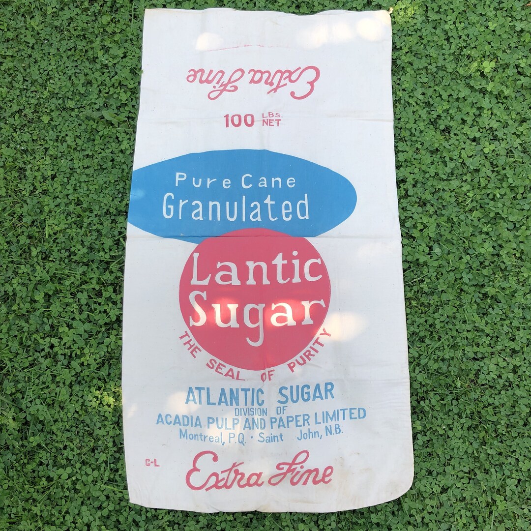 Vintage Lantic Sugar Cloth Fabric Sack Bag 100 Lbs Extra Fine ...