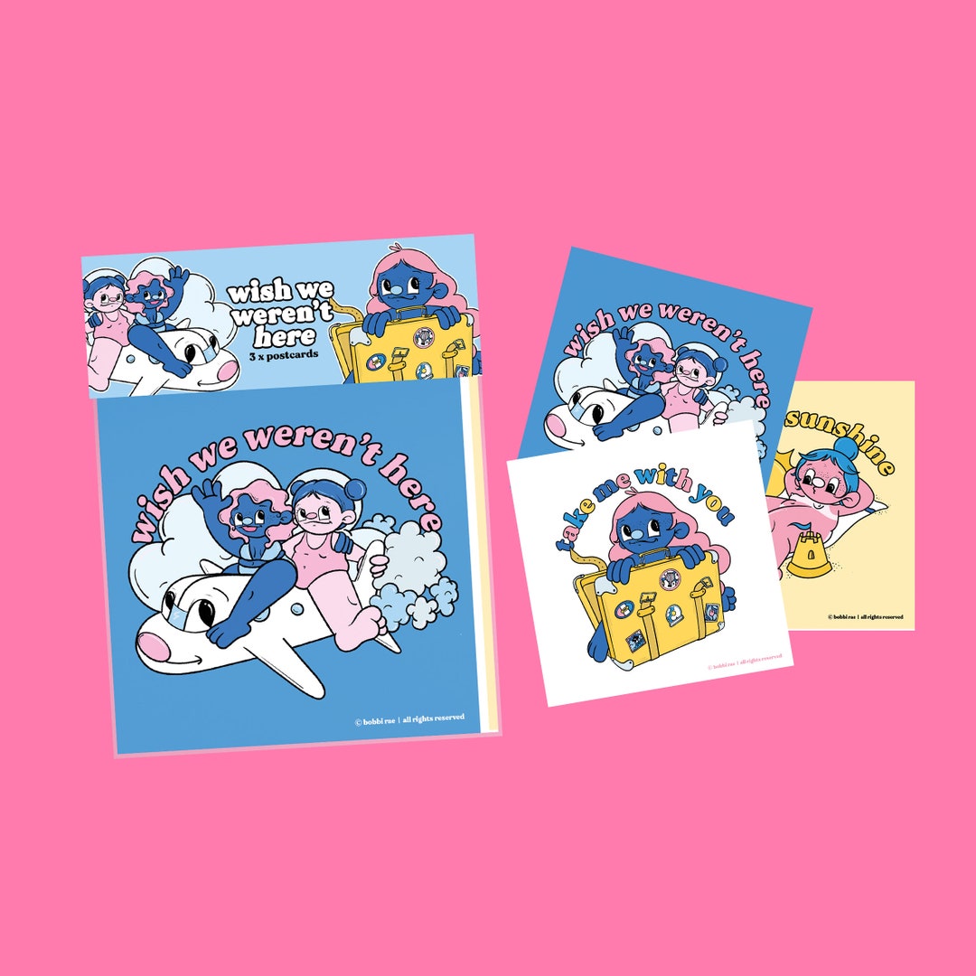 Wish We Weren't Here 3 Postcard Set - Etsy