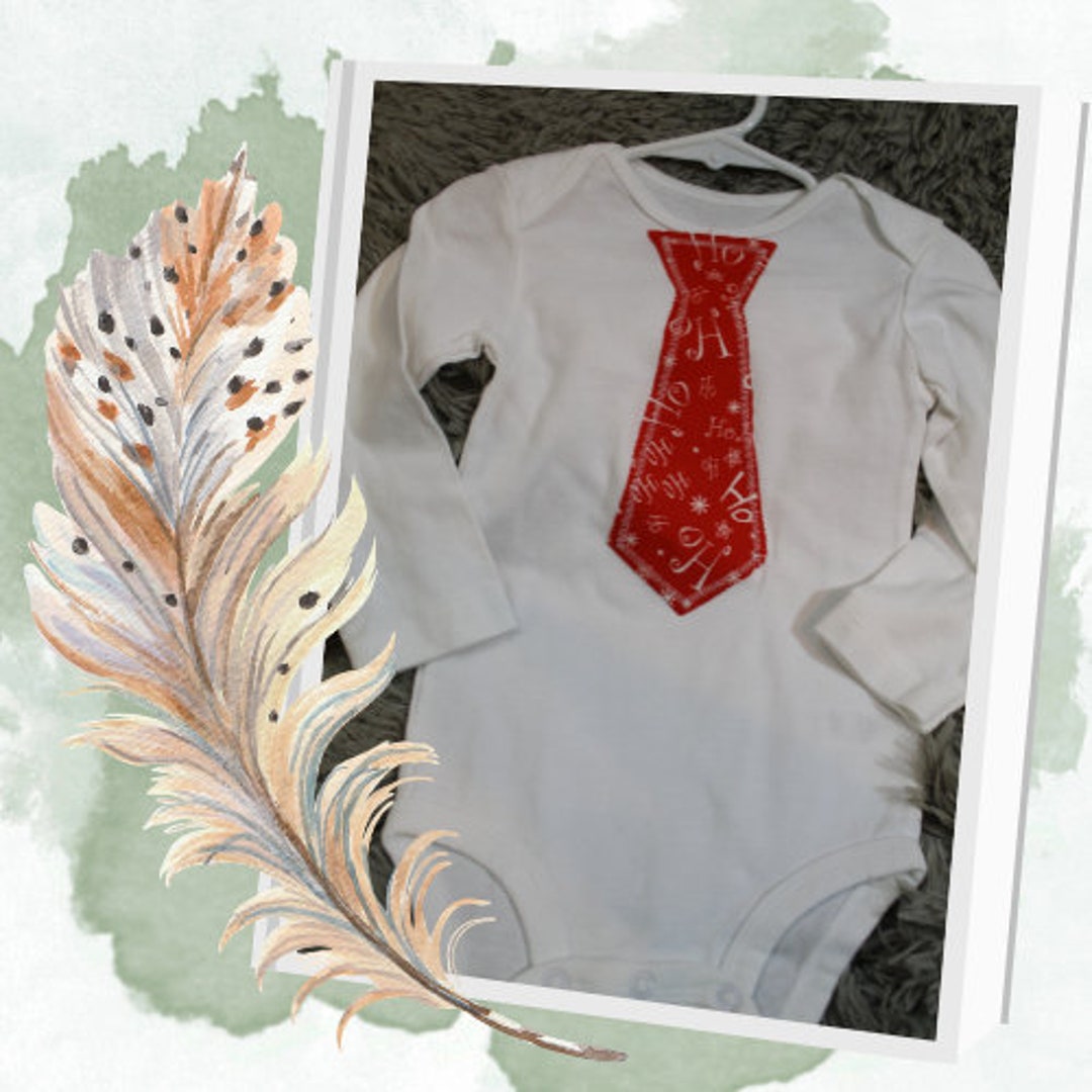 Handmade Red Christmas Ho Ho Ho Necktie Infant Bodysuit, Wedding Shirt ...