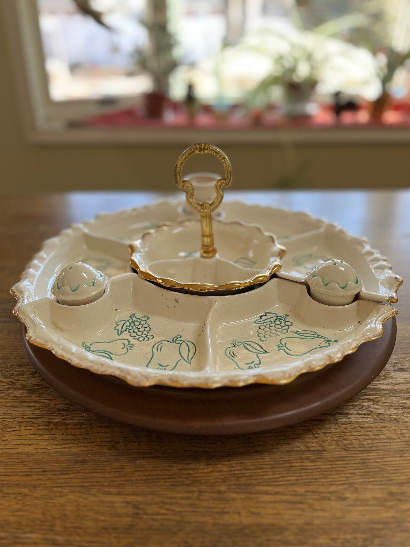 MCM California Pottery Lazy Susan W/ Salt & Pepper Shakers and ...