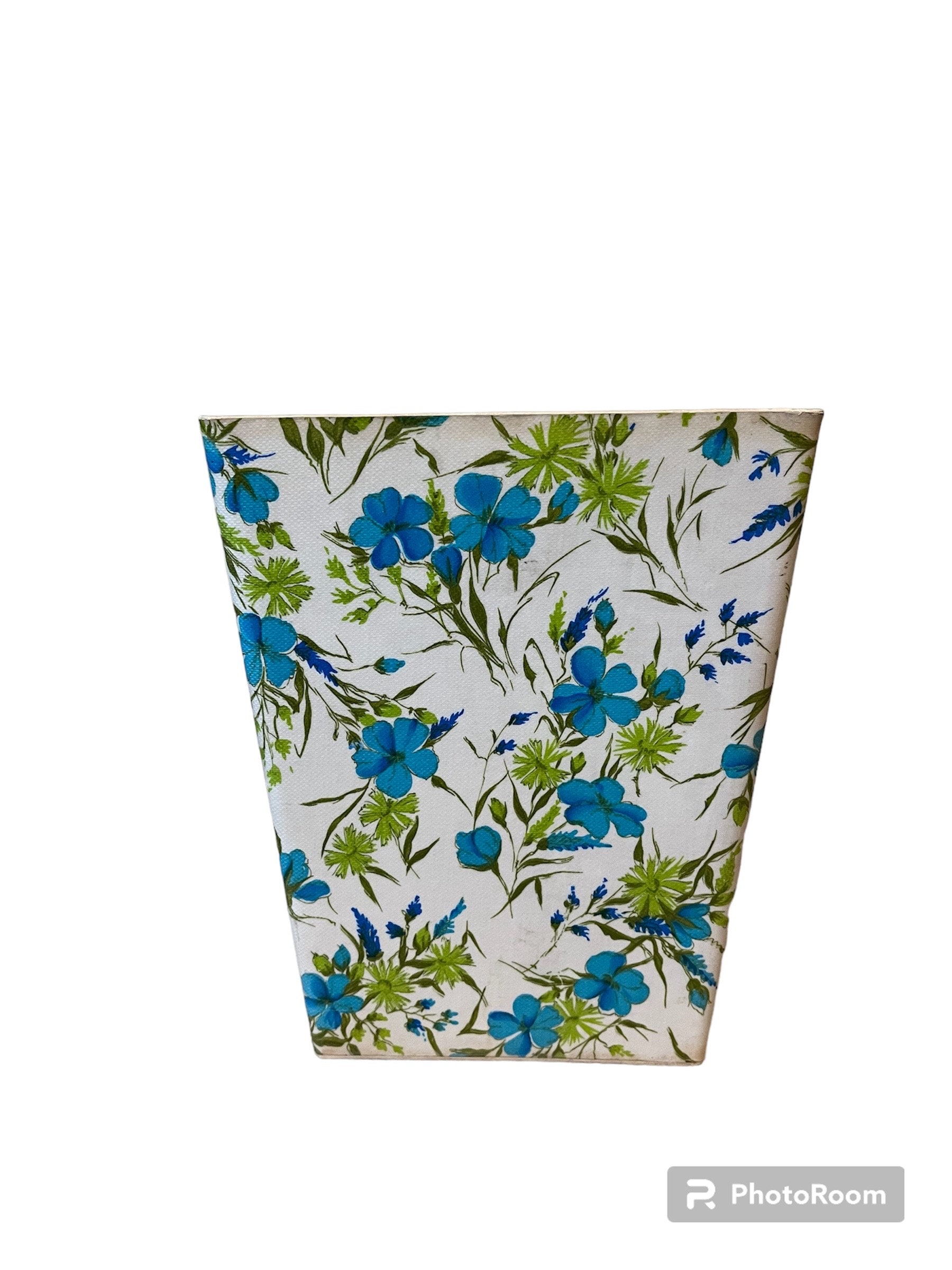 Vintage 1970s Waste Paper Basket Garbage Can Mid Century Modern Blue ...