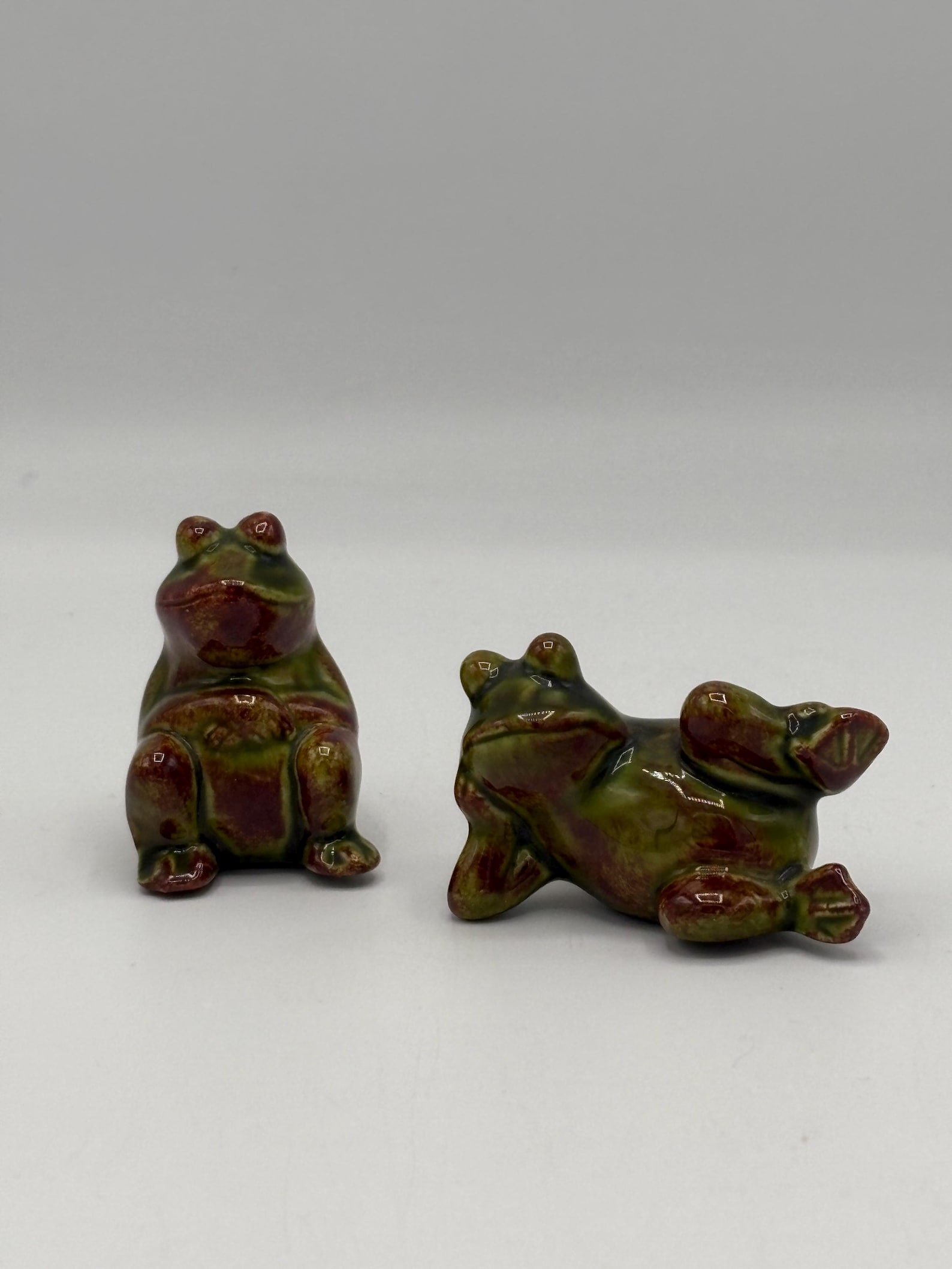 Vintage Ceramic Porcelain Frogs Figurines Relaxing Poses ...