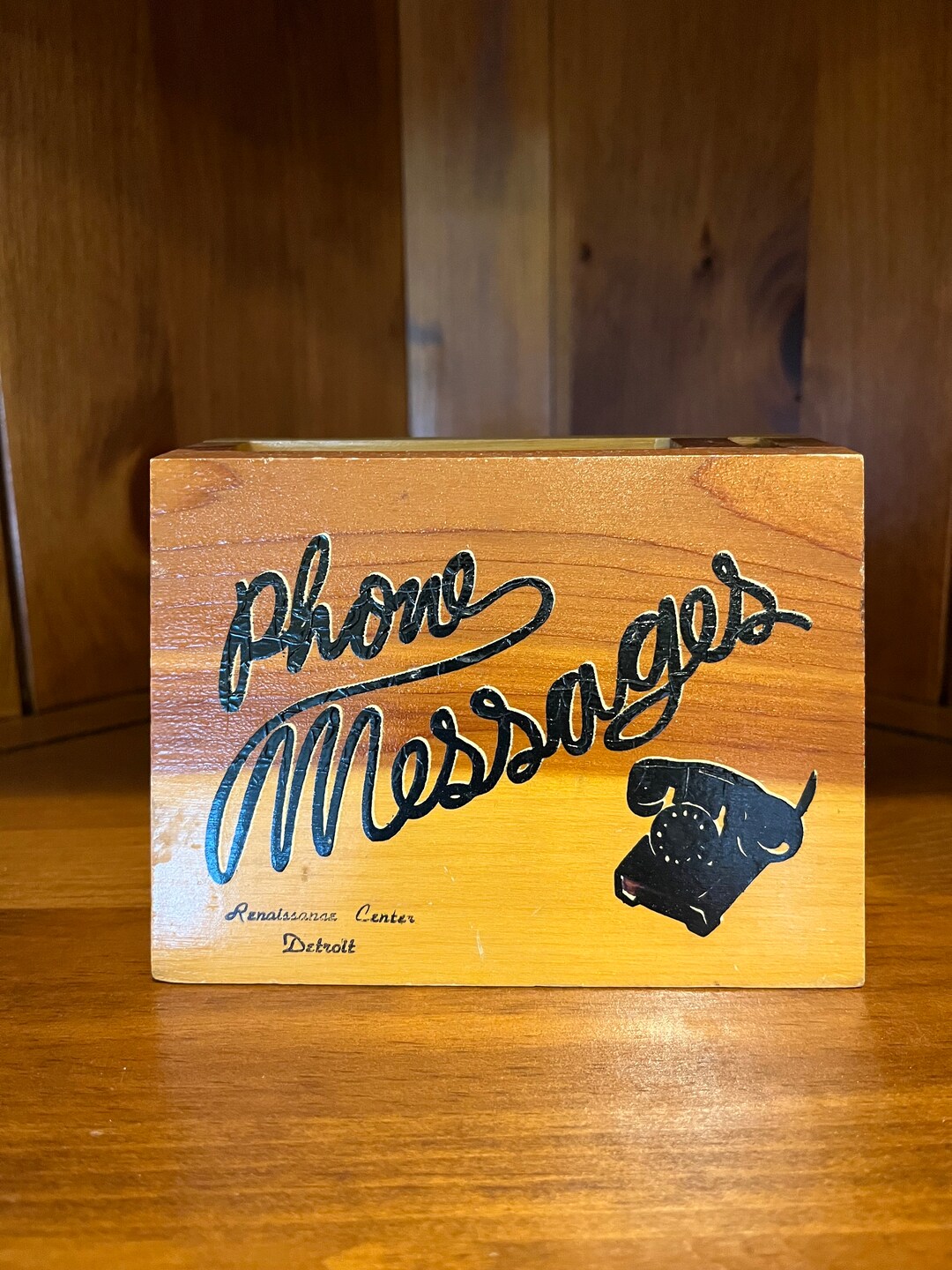 Telephone Phone Messages Box Holder Wooden From Renaissance Center ...