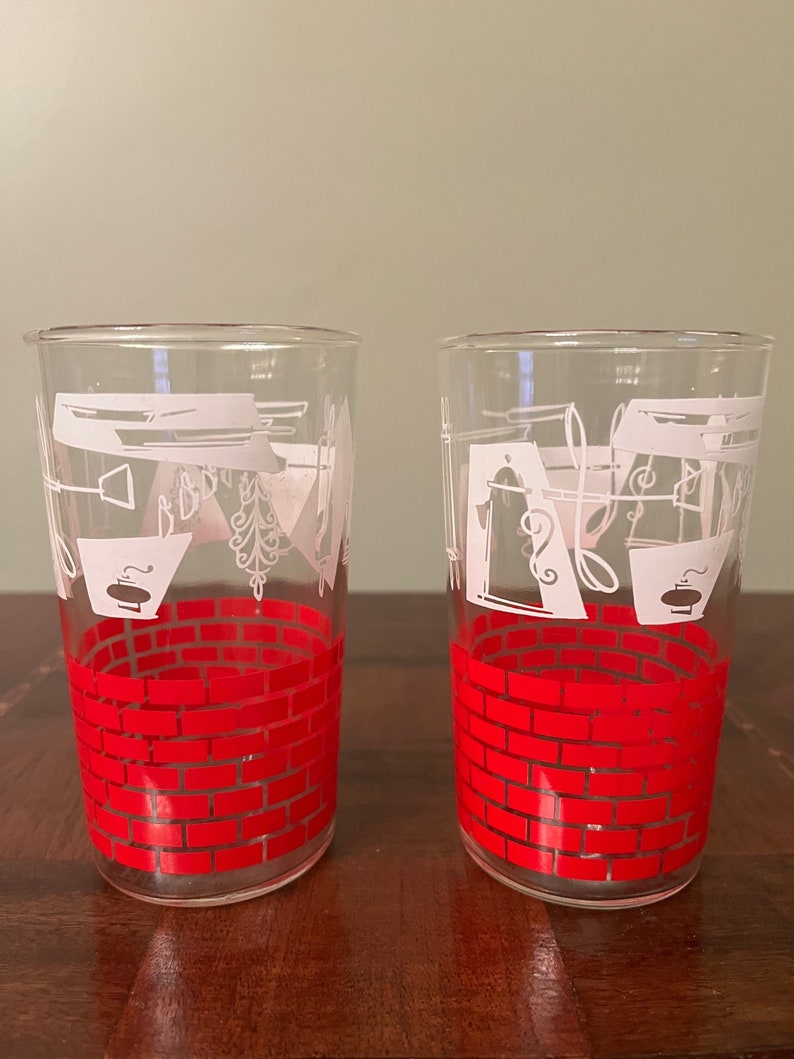 MCM Glassware Retro White Kitchen Appliances & Utensils Red Brick ...
