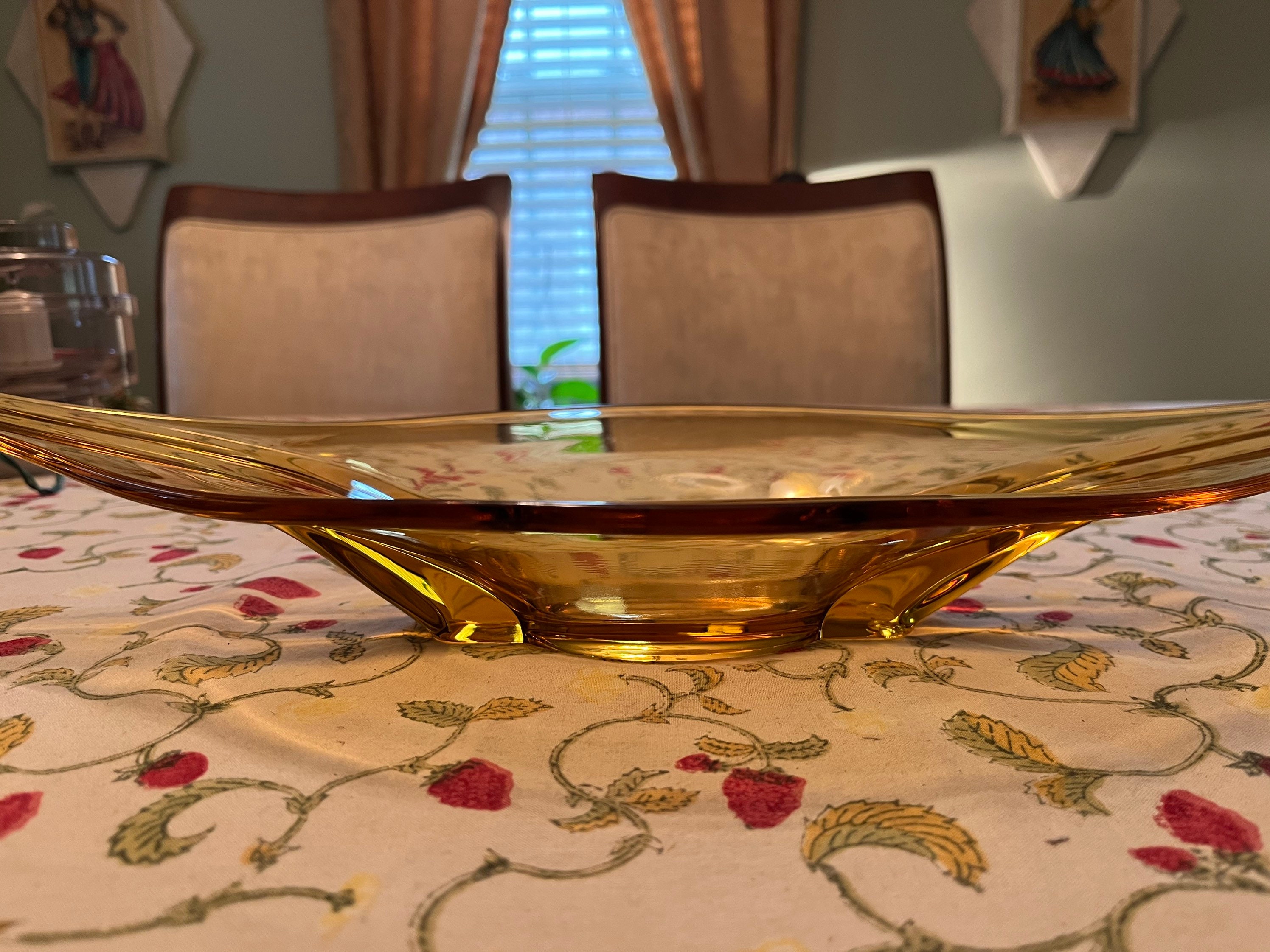 Viking Epic Line 1232 Amber Viking Glass Console Bowl Oval Bowl Viking ...