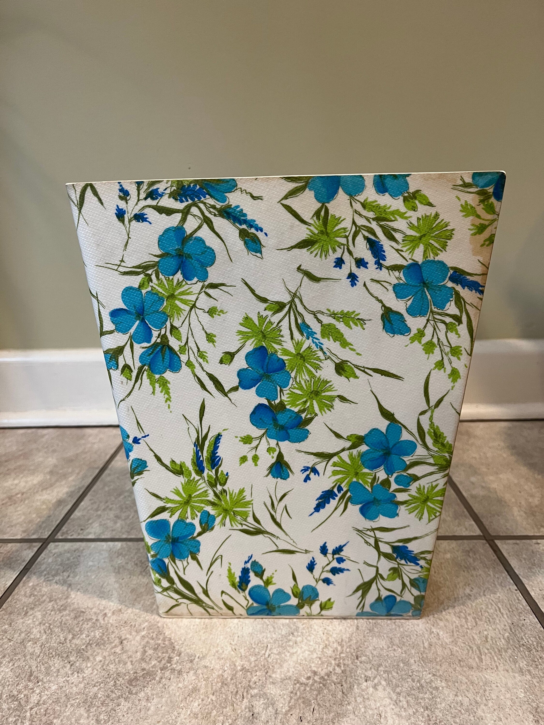 Vintage 1970s Waste Paper Basket Garbage Can Mid Century Modern Blue ...