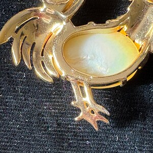 Vintage Signed Crown TRIFARI Rooster Pin | Mother of Pearl Brooch ...