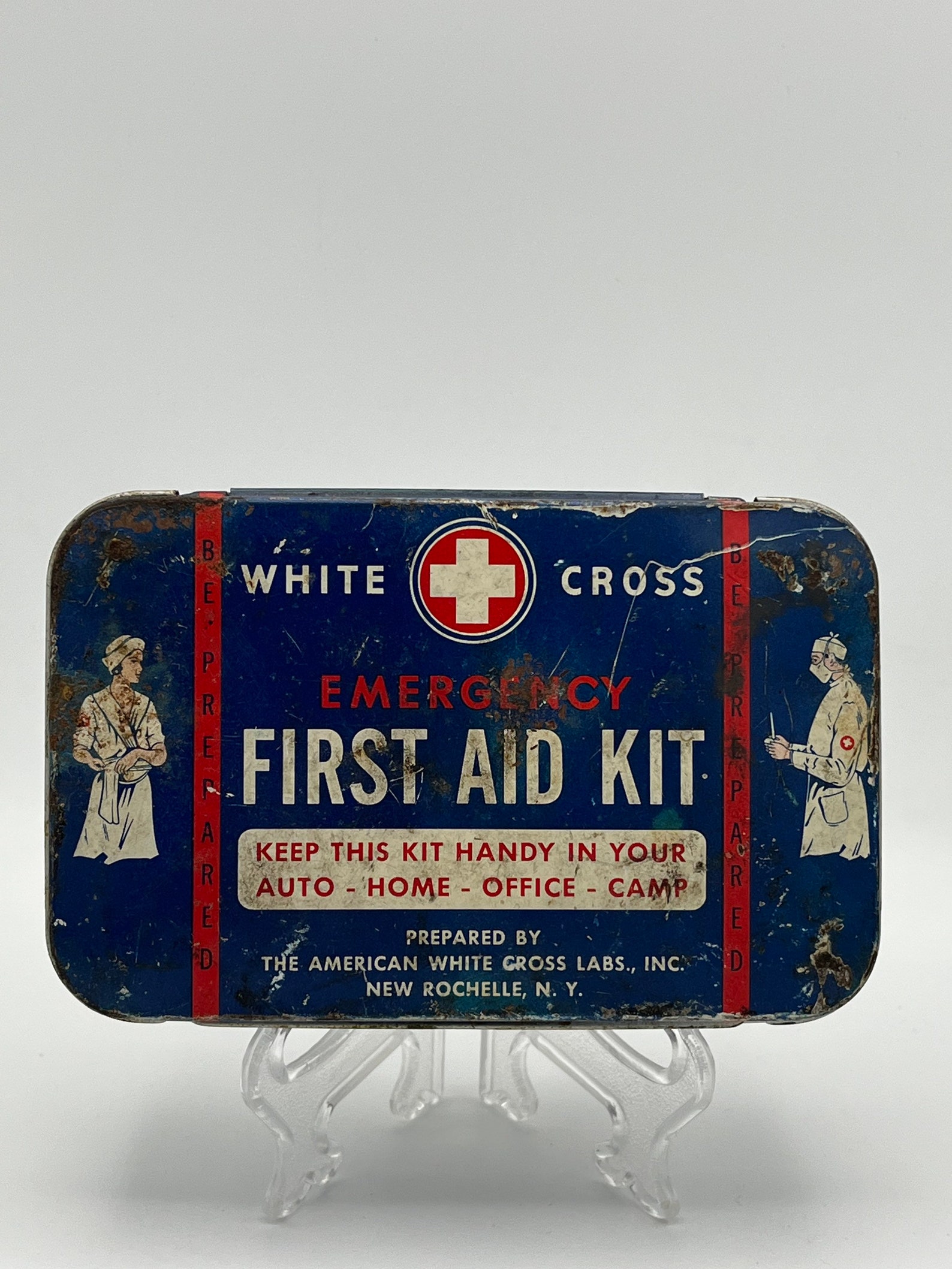 Vtg American White Cross First Aid Kit Tin, W/ Bottle of Mercurochrome ...