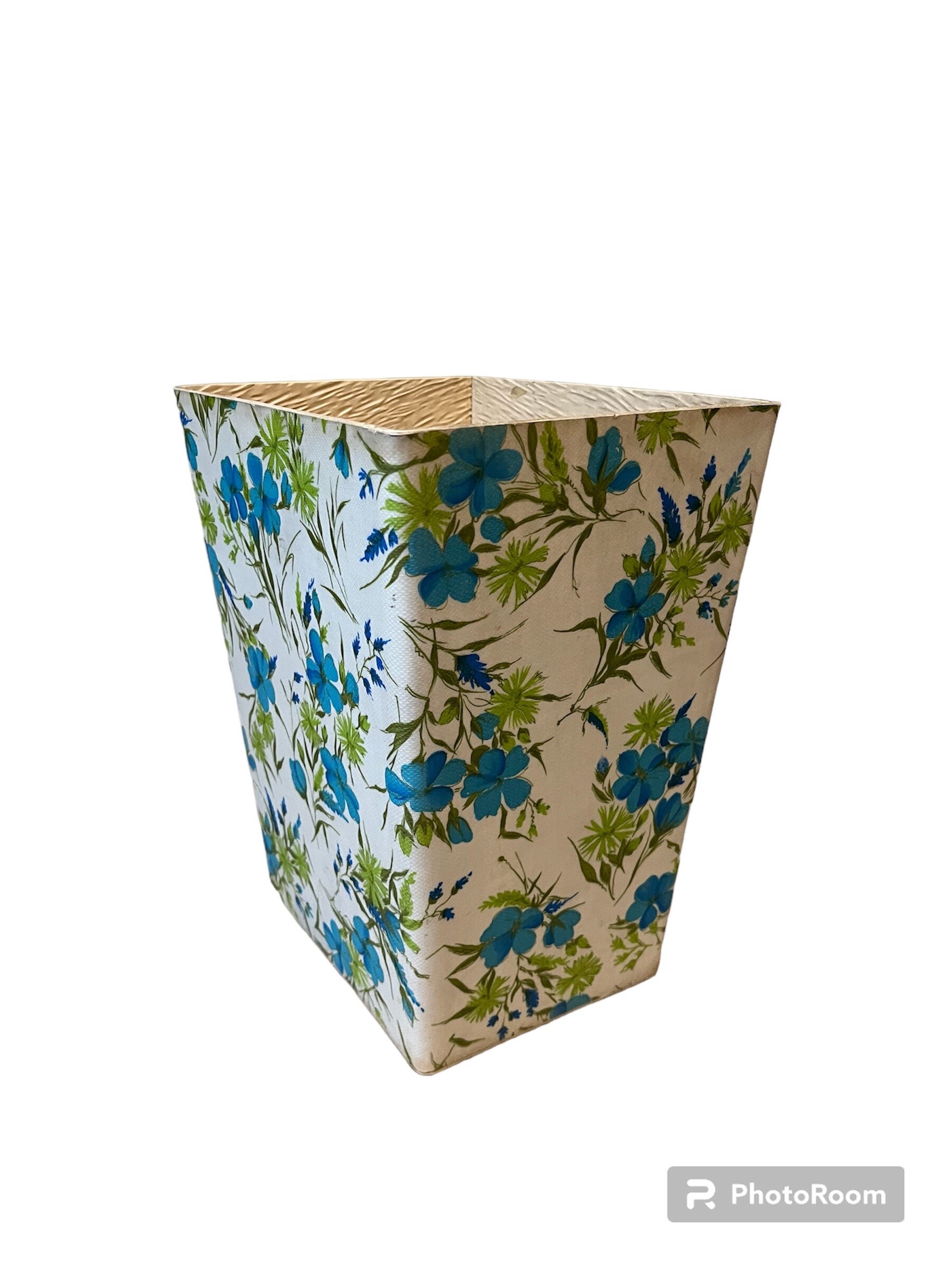 Vintage 1970s Waste Paper Basket Garbage Can Mid Century Modern Blue ...