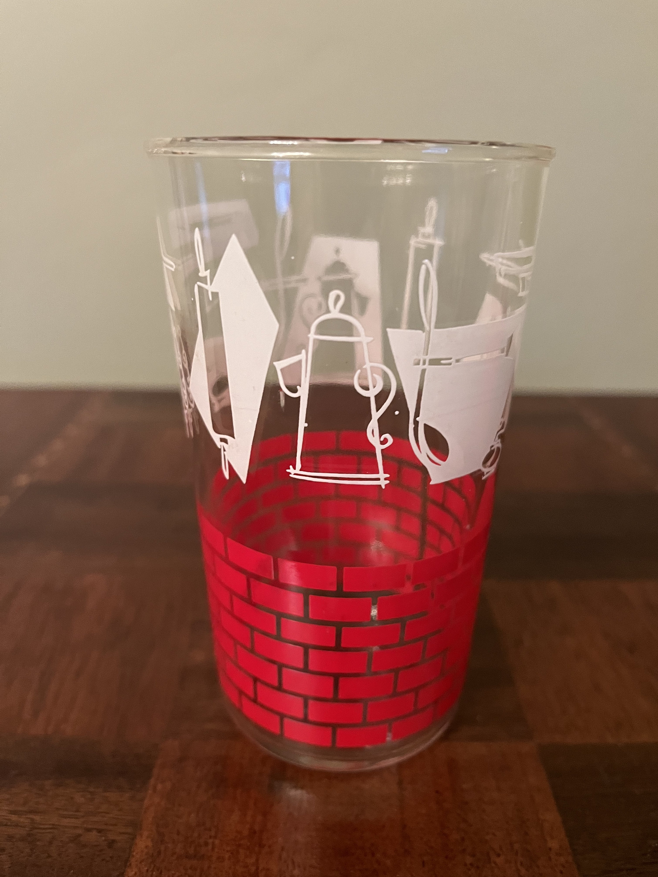 MCM Glassware | Retro White Kitchen Appliances & Utensils Red Brick ...