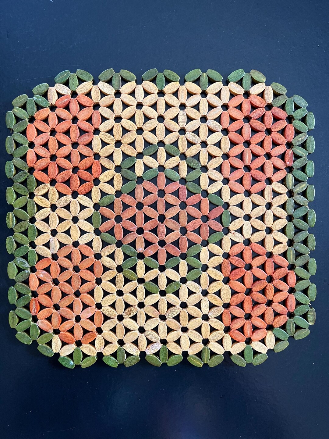 BOHO Wood Bead Trivets Hot Plates Placemats Large 10.5 X 10 Bohemian ...