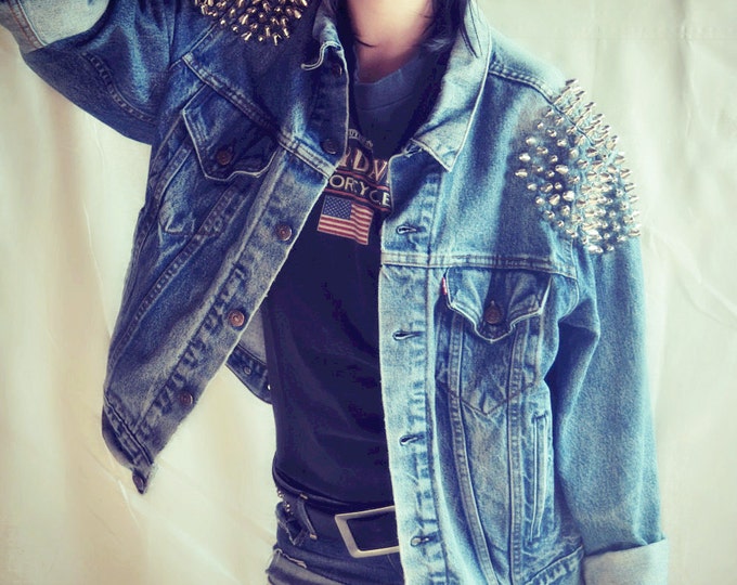 Studded Levi's Denim Jacket Oversize Boyfriend Fit - Etsy