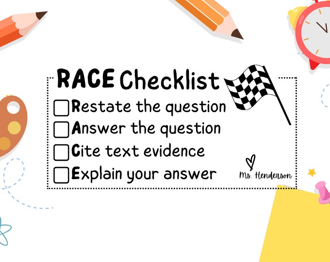 RACE Checklist Self-inking, Wood Handle or Art Block Teacher Stamp ...
