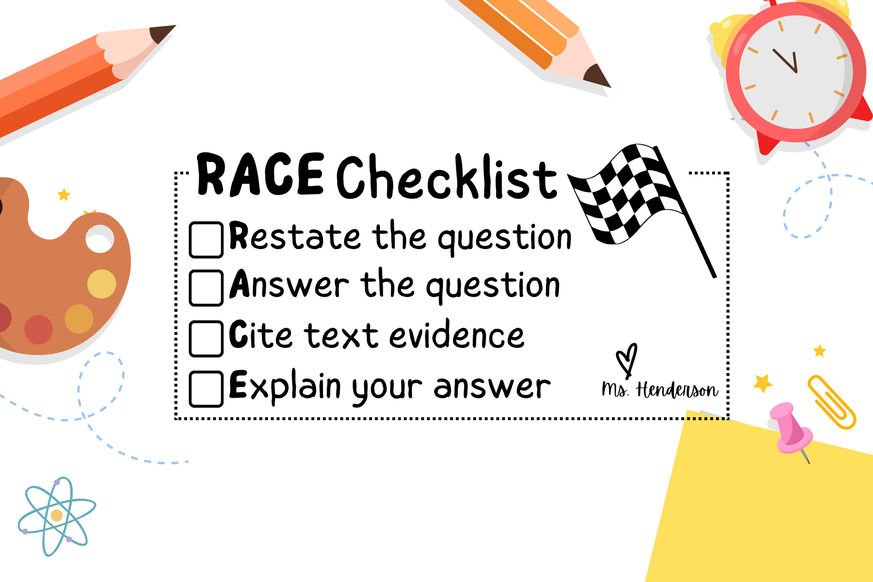 RACE Checklist Self-inking Wood Handle or Art Block Teacher - Etsy