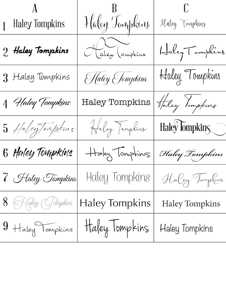 Choose From 27 Different Fonts for Name Stamp 27 Options to - Etsy