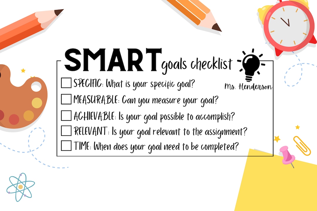 SMART Goals Checklist Self-inking, Wood Handle or Art Block Teacher ...