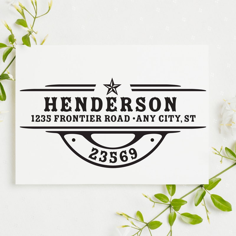 Western Address Stamp - Etsy