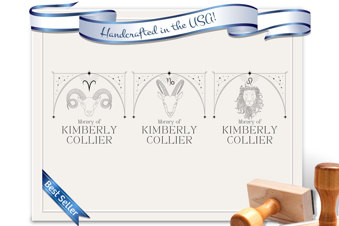 Zodiac Stamps: Custom Horoscope Embosser, Wood Handle or Self-inking - Etsy