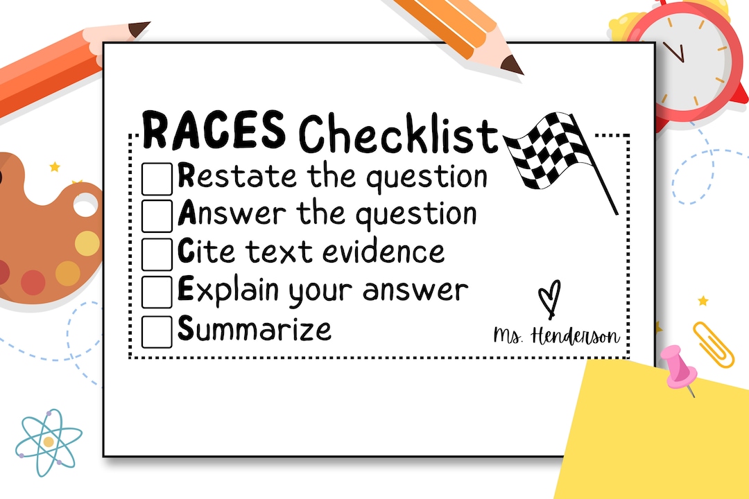 RACES Checklist Self-inking, Wood Handle or Art Block Teacher Stamp ...