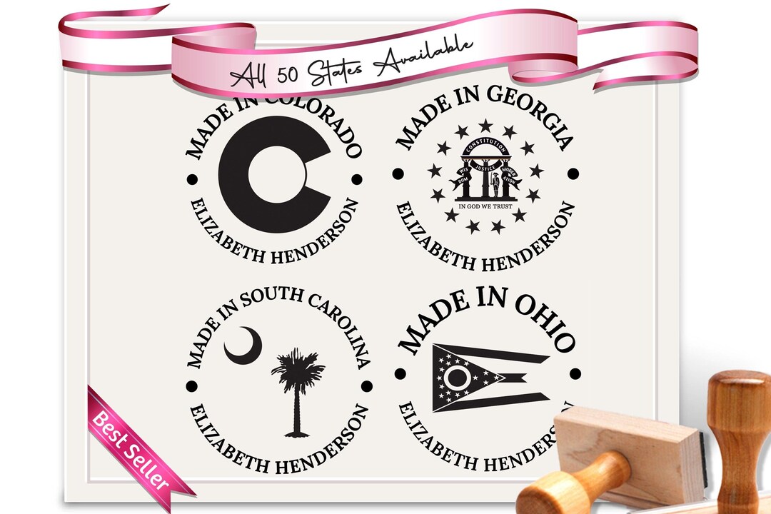 Personalized Made by | State Stamp | Self-inking Modern Stamp Crafters ...