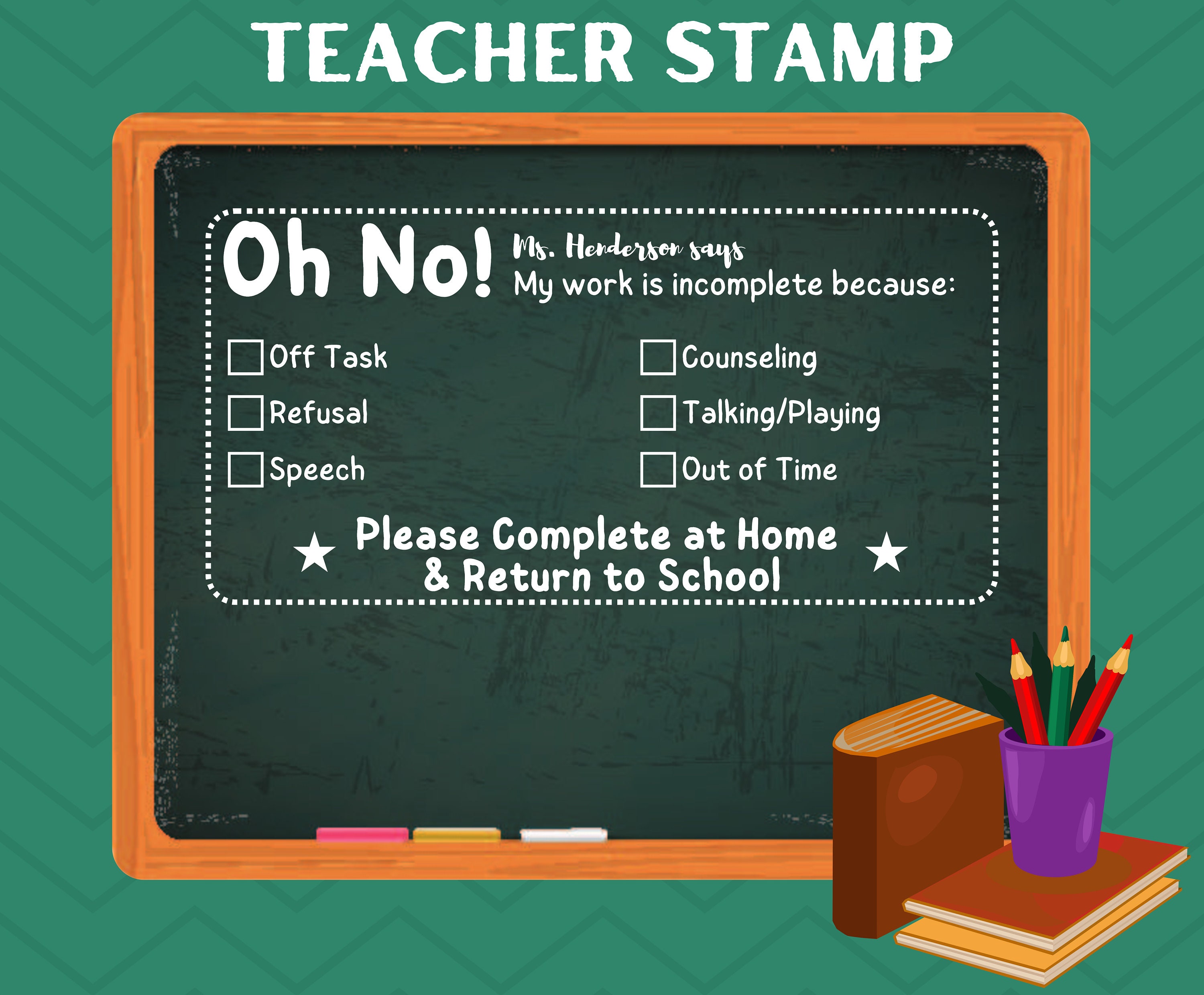 Oh No Incomplete Work Checklist Self-inking Wood Handle or - Etsy