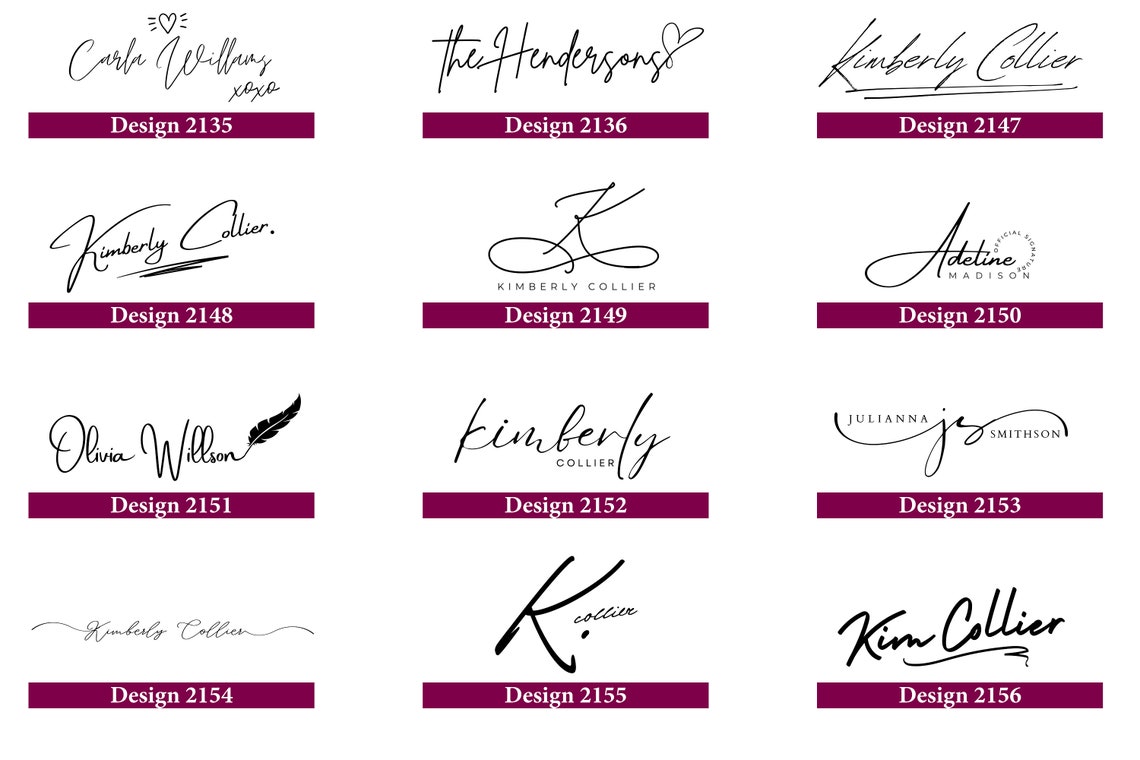 Stylized Signature Stamp Name Stamp 24 Options to Choose - Etsy