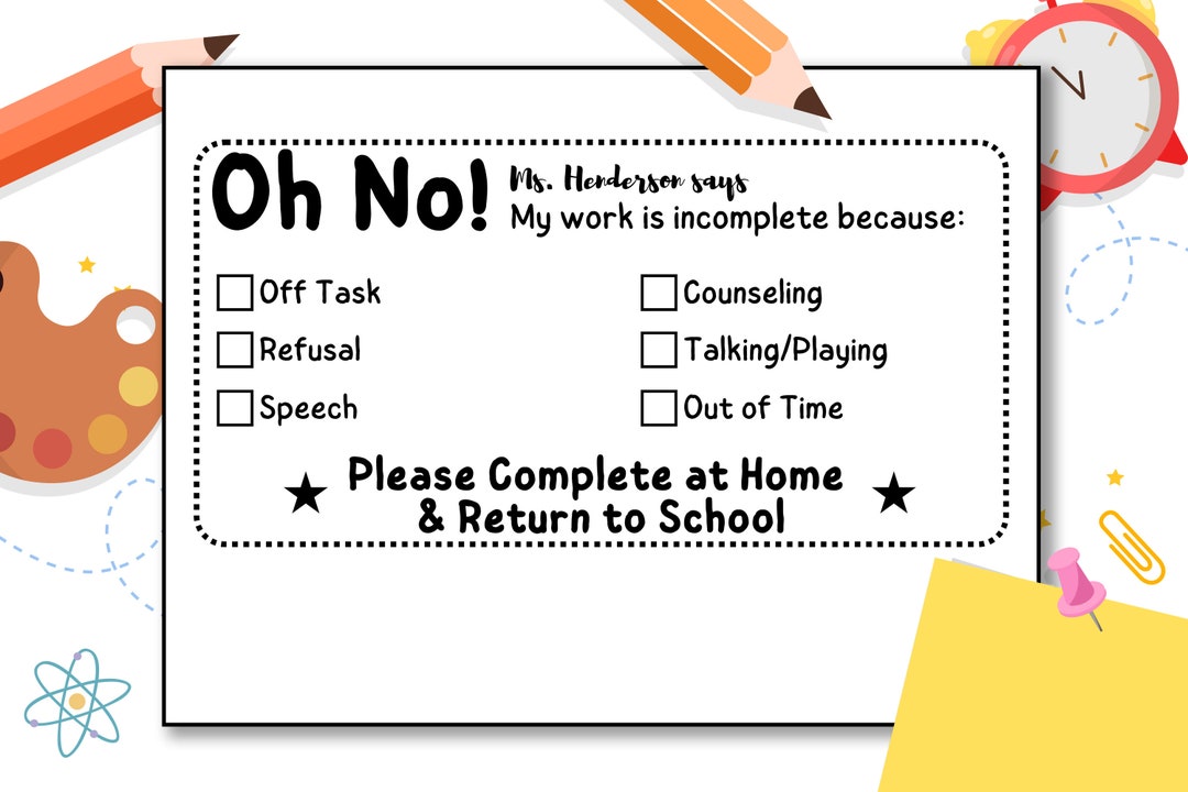 Oh No Incomplete Work Checklist Self-inking, Wood Handle or Art Block ...