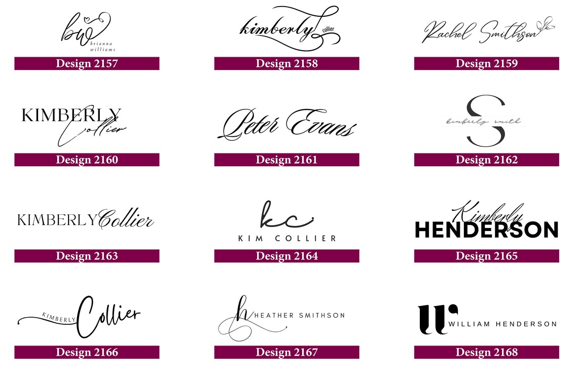 Stylized Signature Stamp Name Stamp 24 Options to Choose - Etsy