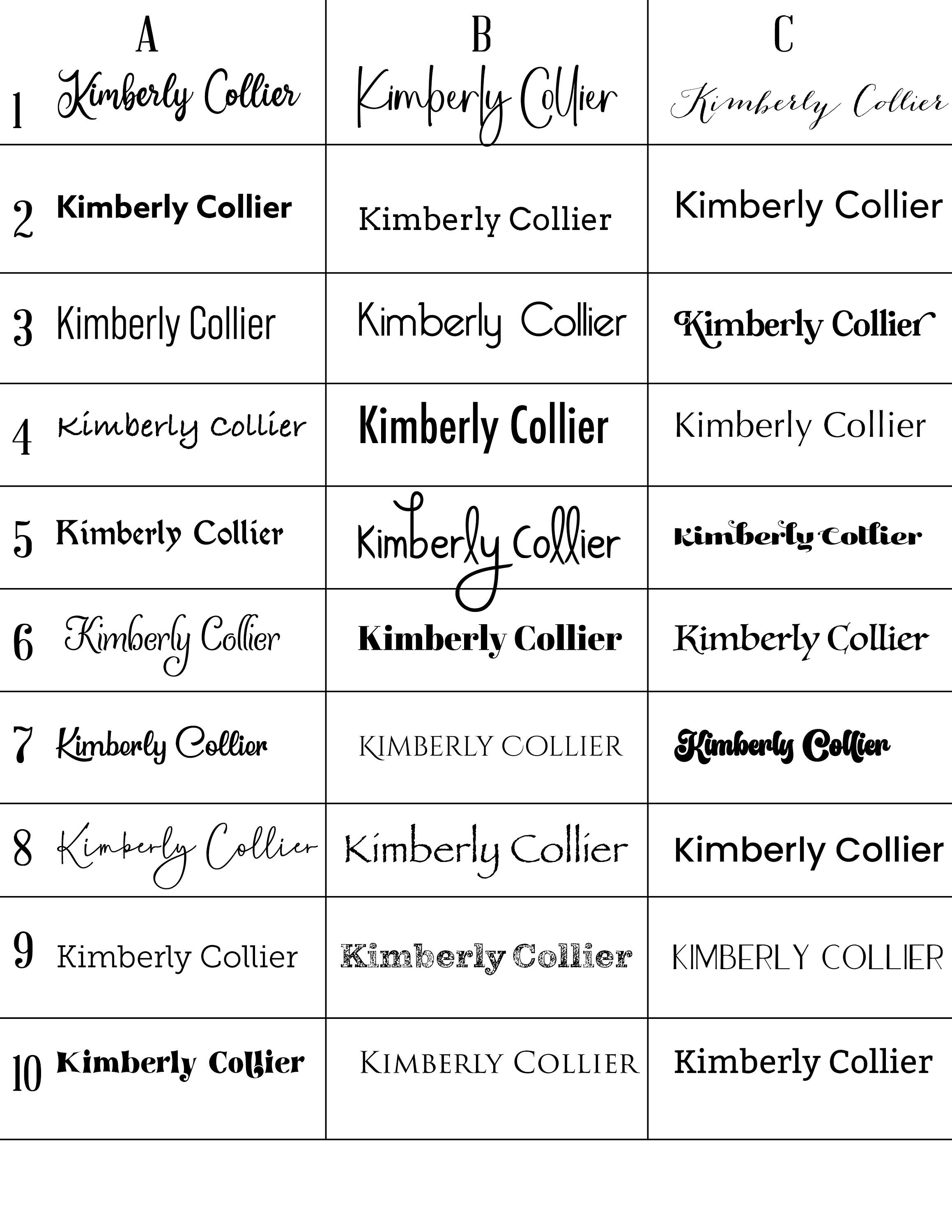 Personalized Name or Signature Style Stamp: 30 Fonts to Choose From ...