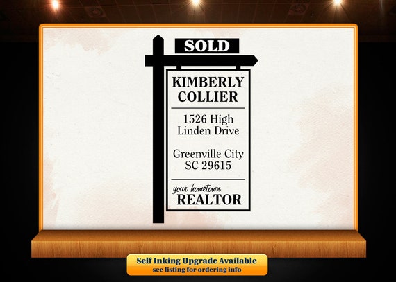 Real Estate Realtor Sold Sign Custom Rubber Stamp Return | Etsy