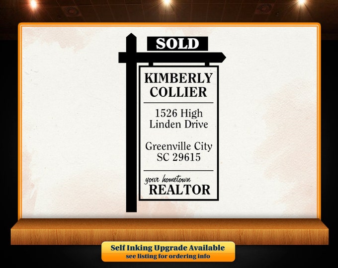 Real Estate, Realtor, Sold Sign Custom Rubber Stamp Return Address ...
