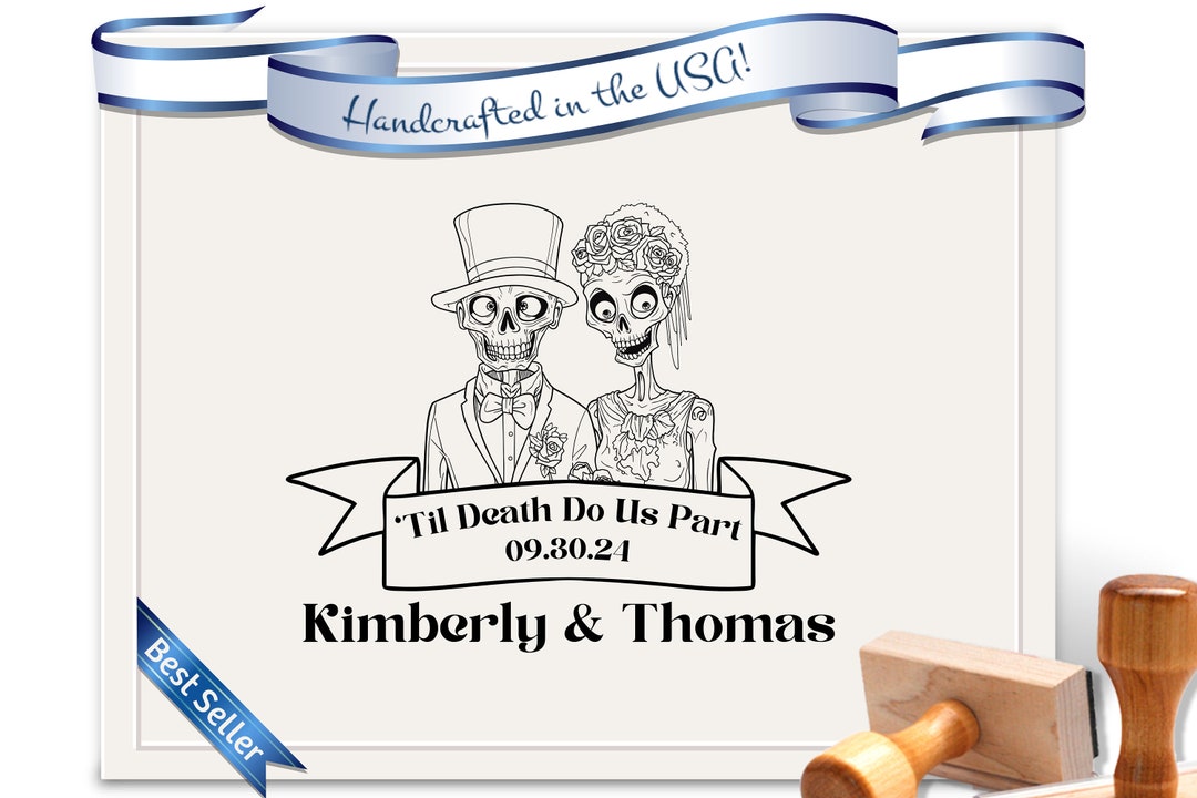 Skeleton Wedding Stamp, Til Death Do Us Part Wedding Stamp, Fun Wedding ...