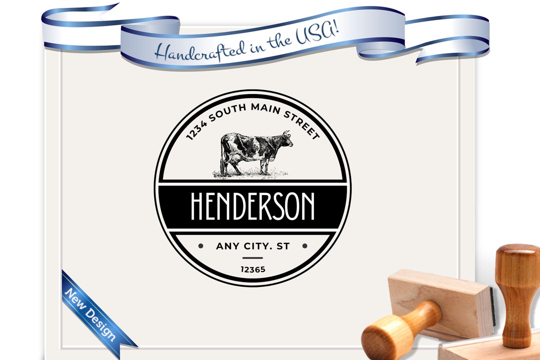 Cow Address Stamp: Farm Ranch Personalized Return Address, Self Inking ...