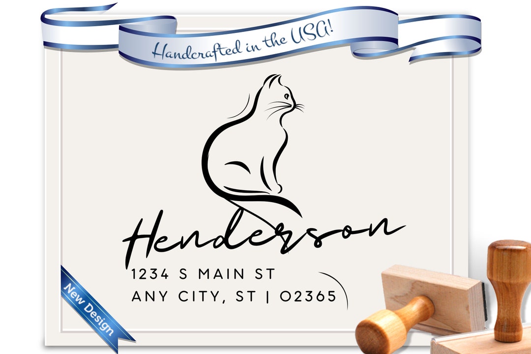Cat Kitten Kitty | Return Address Stamp | Custom Address Stamp | Self ...