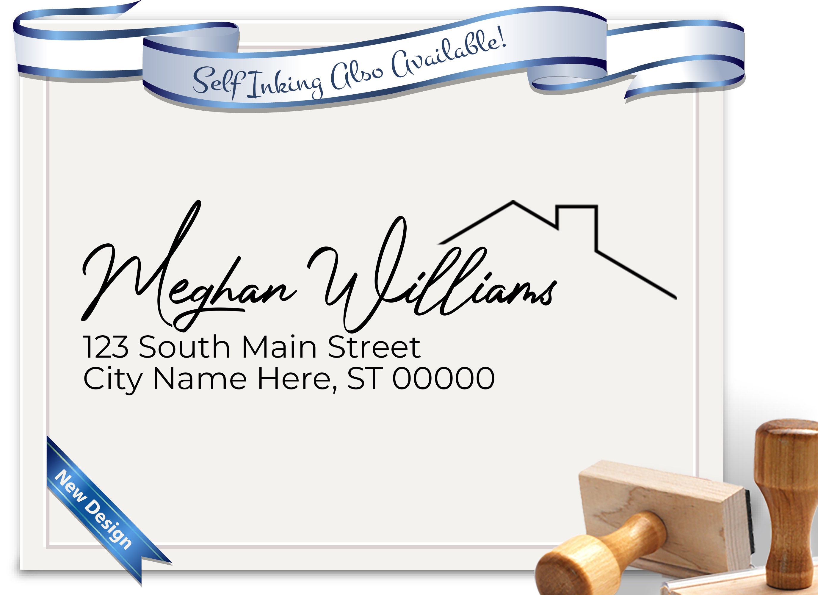 Realtor Large Name Custom Rubber Stamp Address Stamp - Etsy