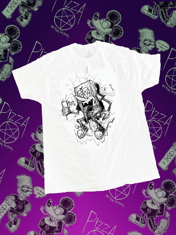 PIZZA PENTAGRAM Sponge Guy T-shirt White | Etsy