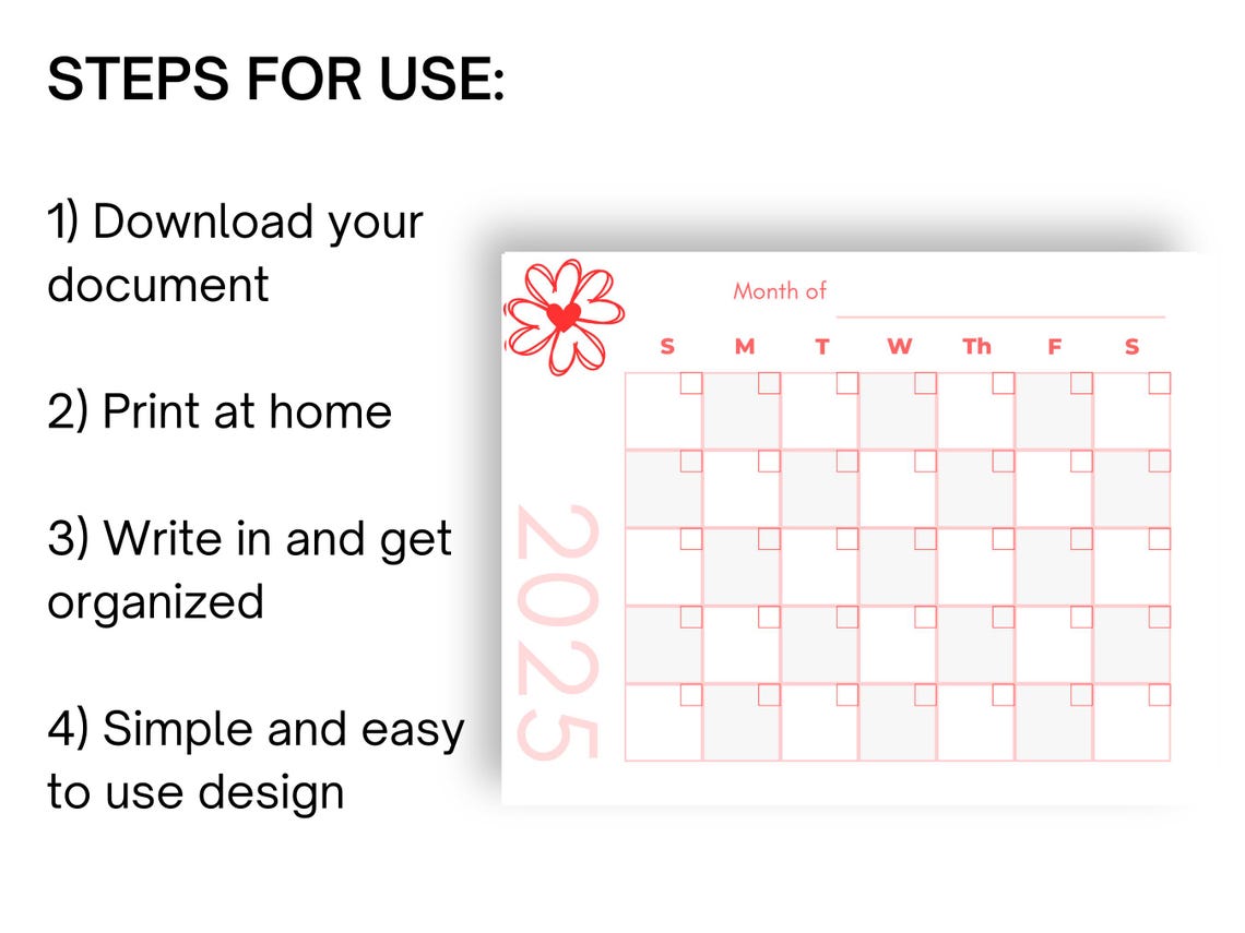 Whimsical Colorful 2025 Blank Monthly Calendar - Etsy