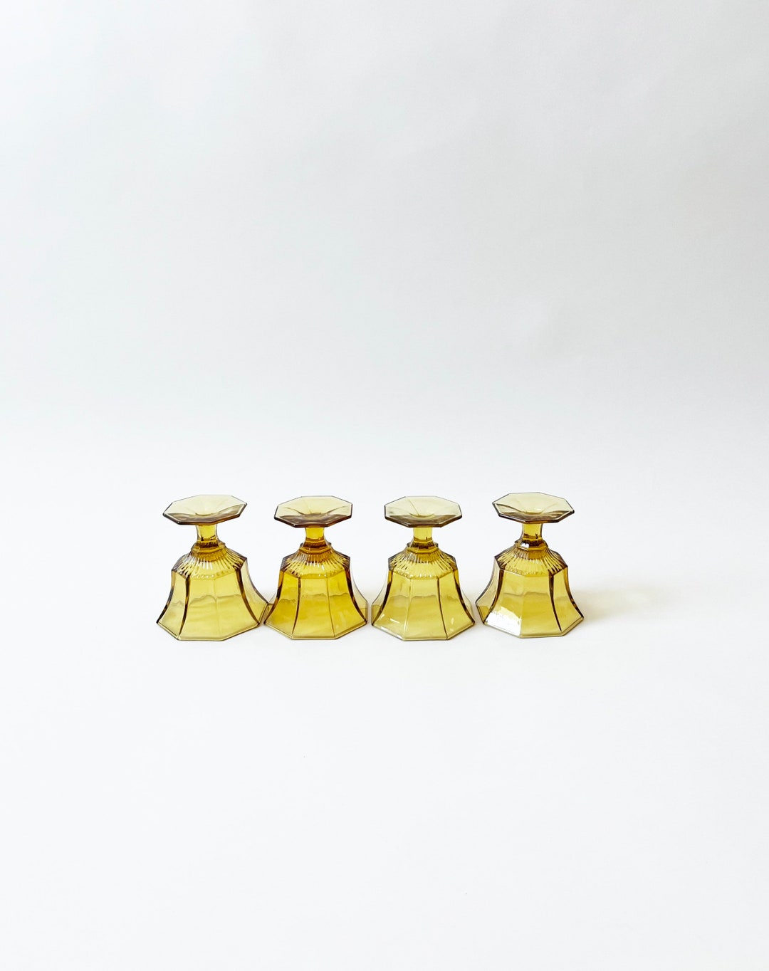 Vintage Yellow Impression Glass Barware | Pretty Yellow Desert Cups ...