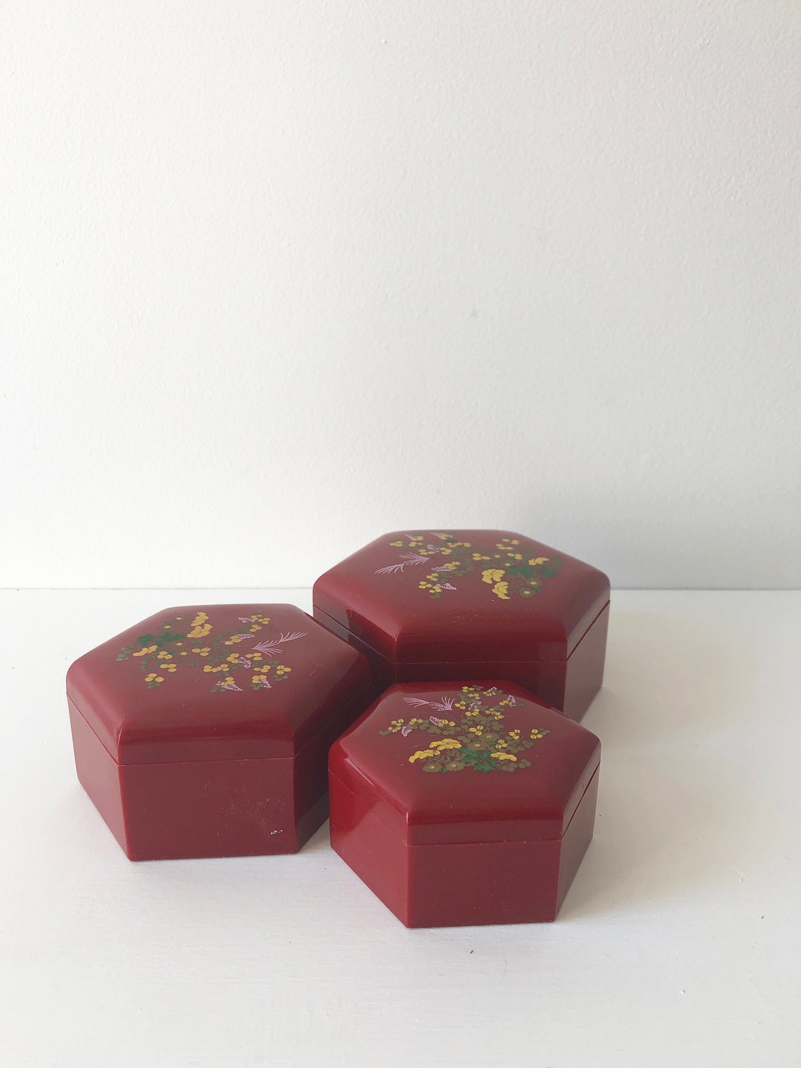 Vintage Decorative Stacking Boxes Red Stackable Jewelry Box - Etsy Sweden