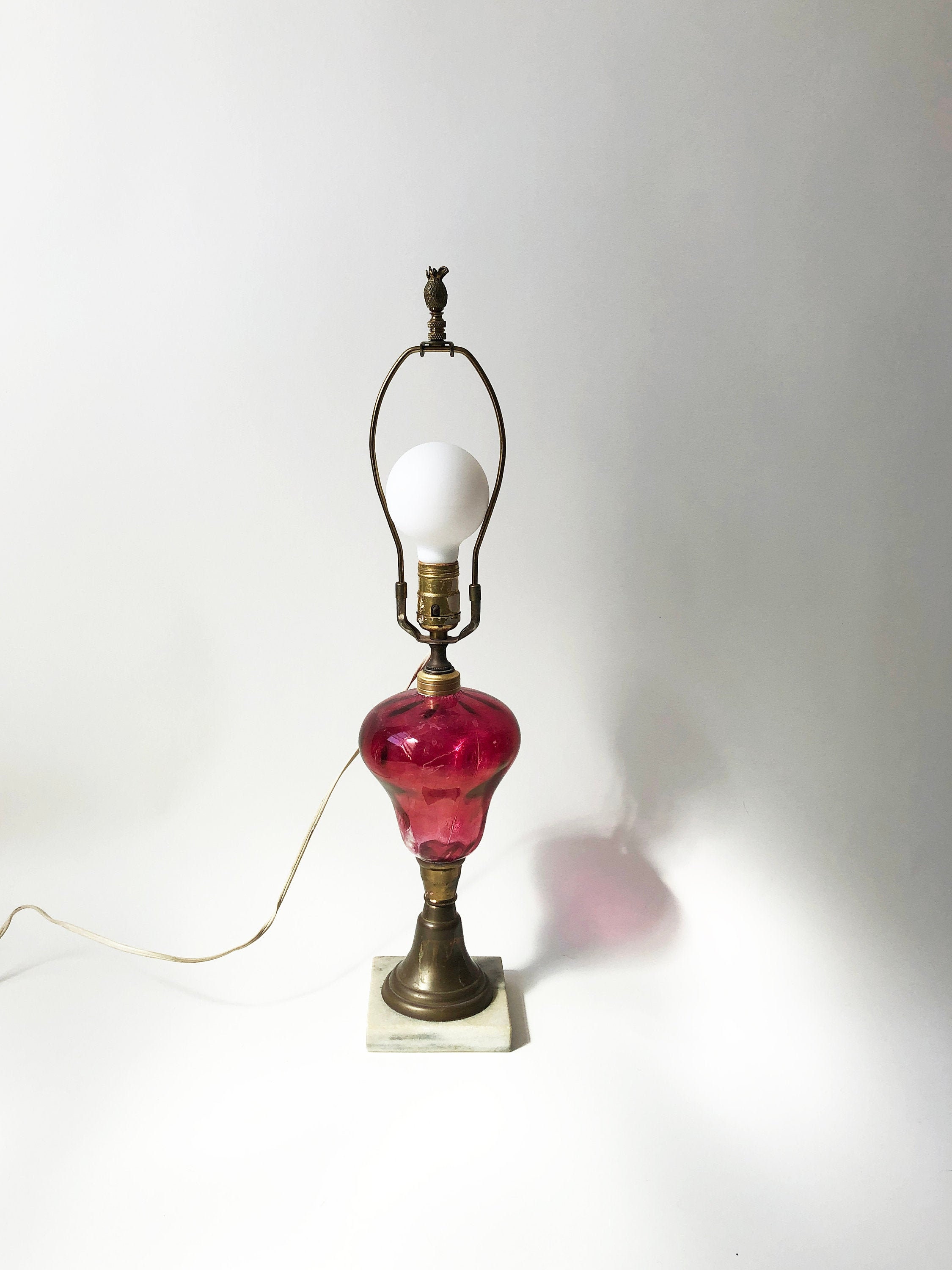 Antique Cranberry Glass Lamp for sale | Only 2 left at -75%