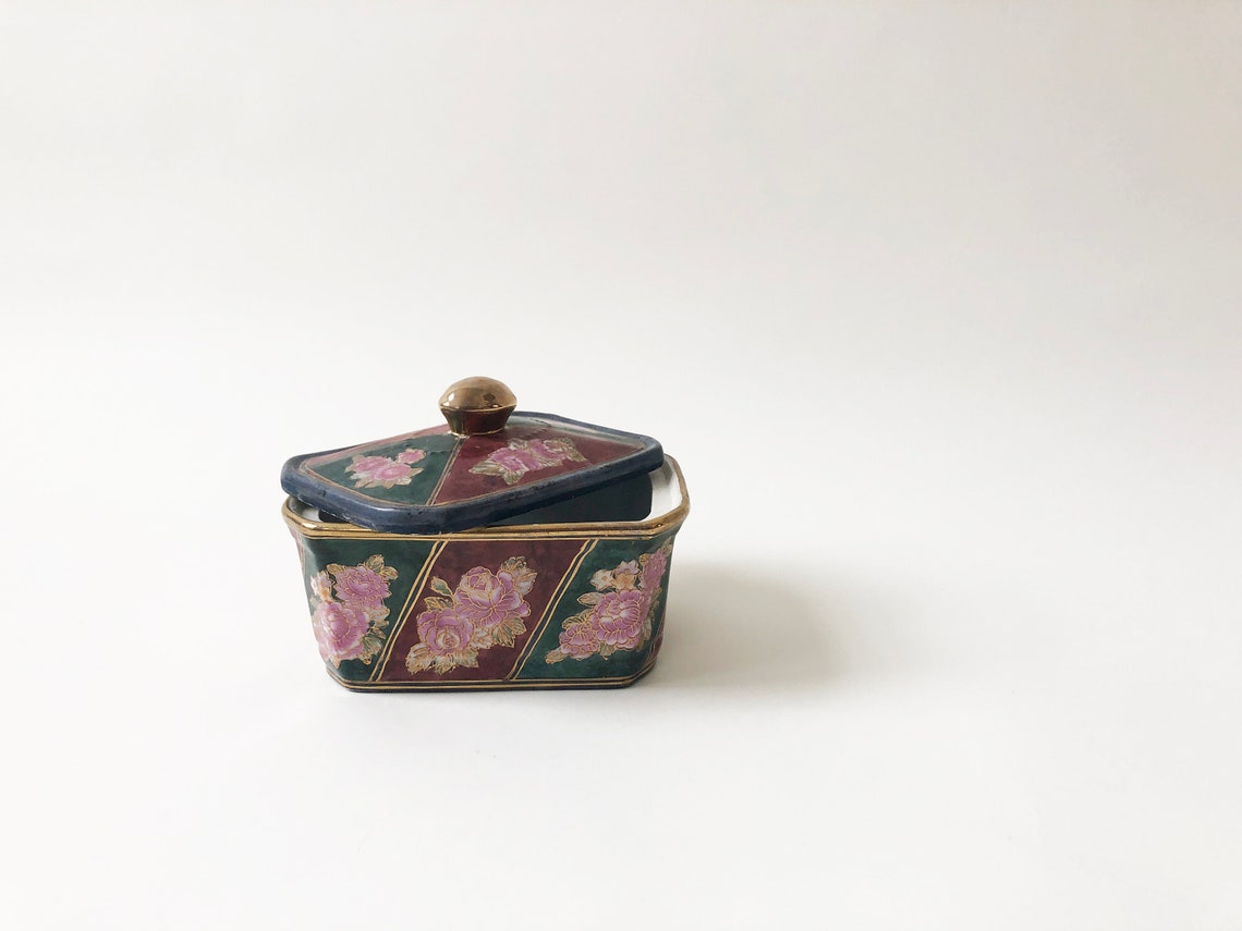 Vintage Ceramic Table Box Decorative Chinoiserie Storage Jar | Etsy
