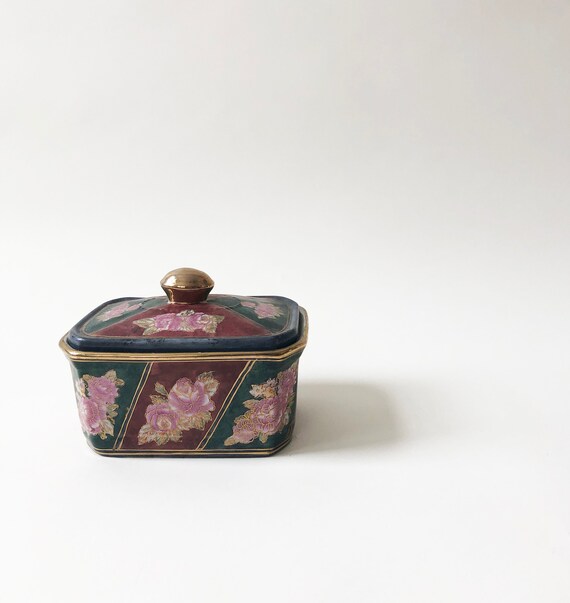 Vintage Ceramic Table Box Decorative Chinoiserie Storage Jar | Etsy