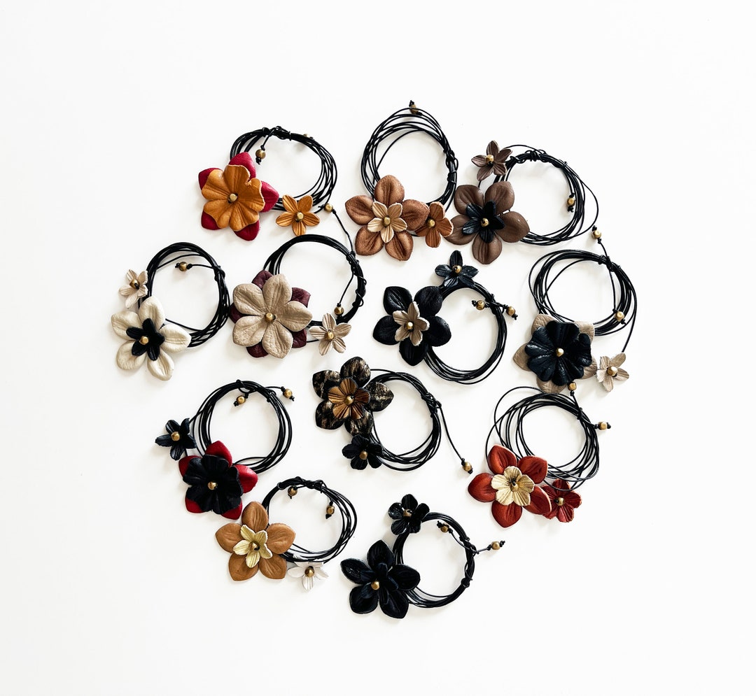 Handmade Leather Flower Choker Boho Flower Wrap Necklace or - Etsy