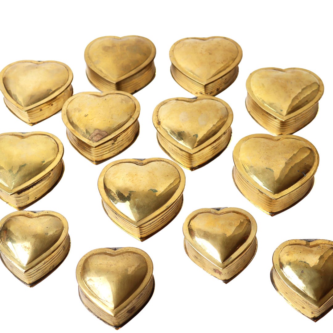 Vintage Brass Hearts With Red Velvet Lining - Etsy
