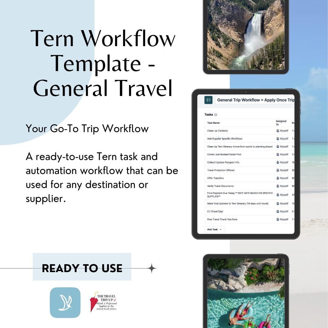 Tern General Trip Workflow | Travel Advisor Automation Template | Tasks ...
