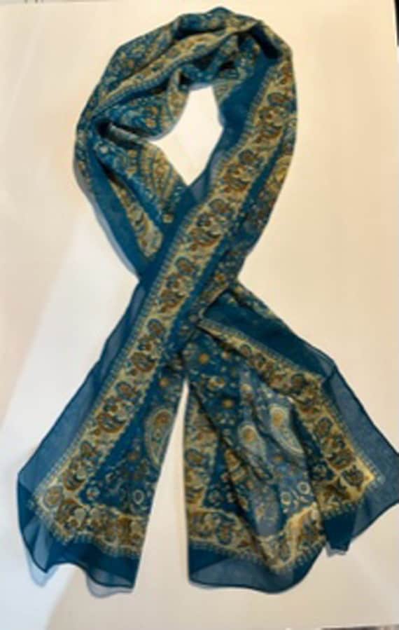 Vintage silk scarf teal - Gem